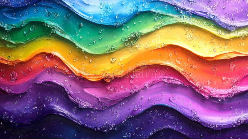 Vibrant Rainbow Waves with Glitter Texture Stock Illustration ...