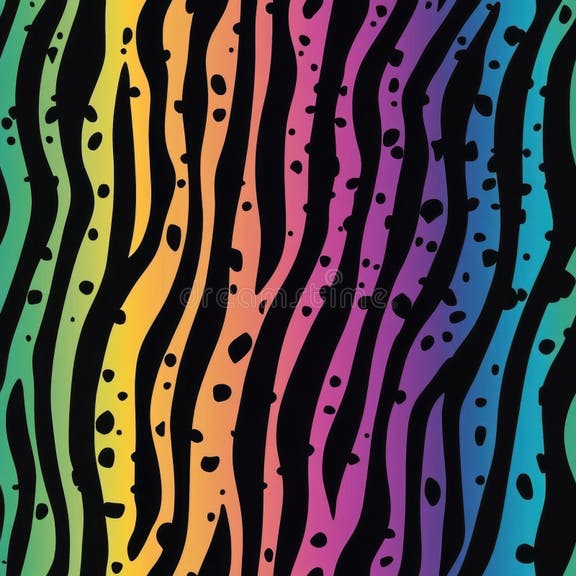Vibrant Rainbow Zebra Pattern Background with Black Striped Abstract ...