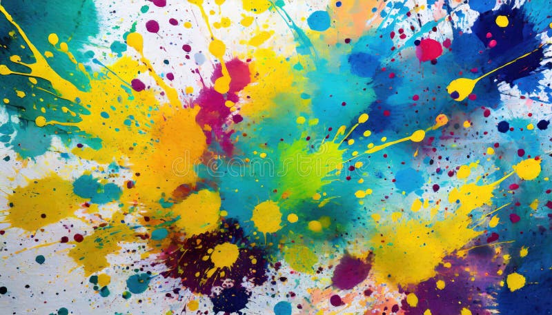Random Colorful Paint Splatter Against White Wall, for Background Use ...