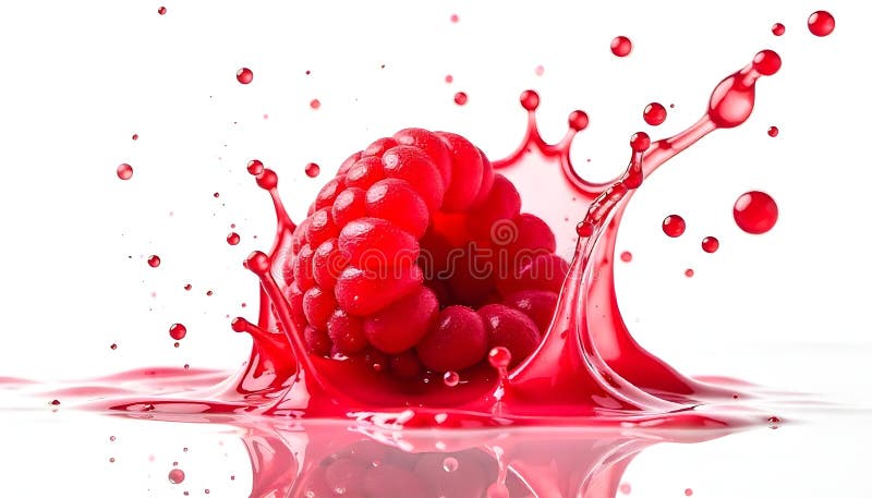 A Juicy Raspberry Explodes with a Vibrant Splash of Red Juice on a ...