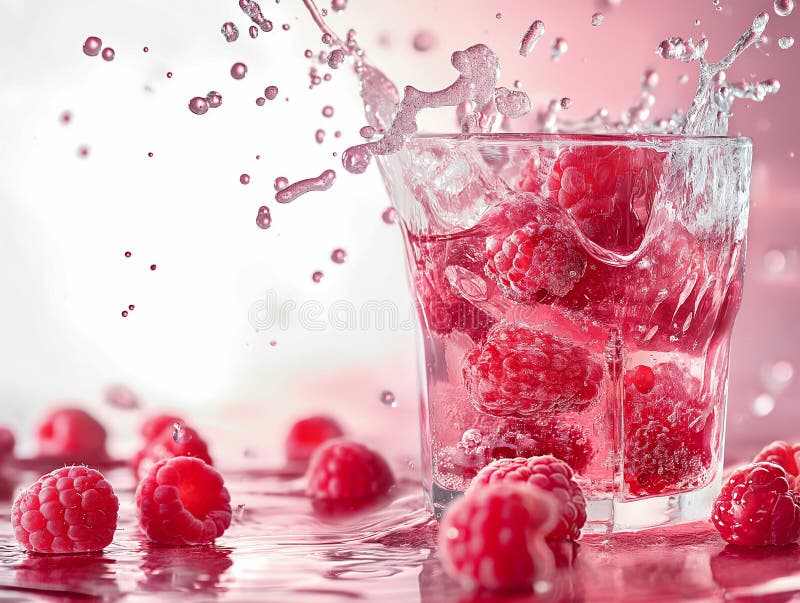 A Vibrant Raspberry Lemonade with a Splash of Pure Joy in the Air Stock ...