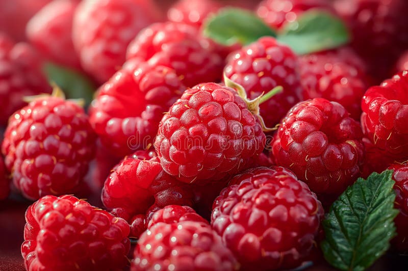 Vibrant Raspberry Pattern with Glossy Surface Captured in Soft Natural ...