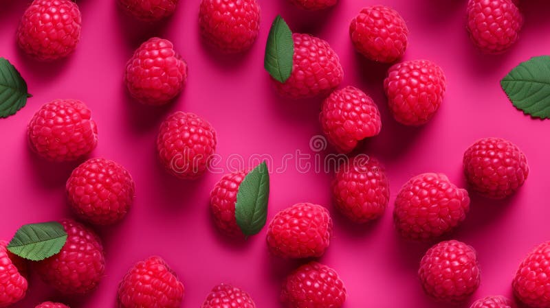 Vibrant Raspberry Pattern on Pink Background Stock Illustration ...