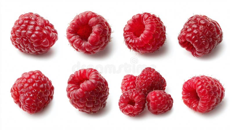 Vibrant Raspberry Set Displayed from Multiple Angles and Views Stock ...