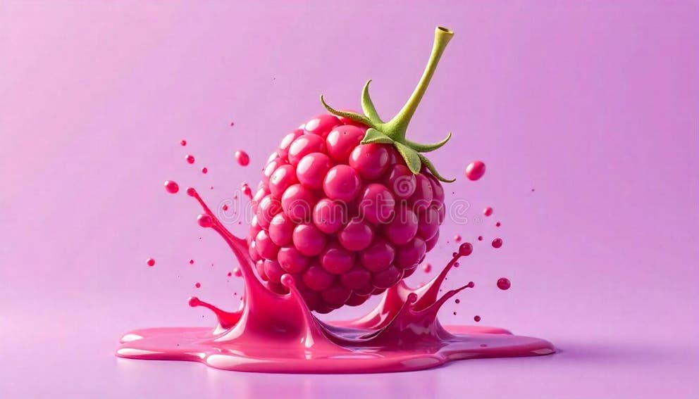 Vibrant Raspberry Splash Creating Dynamic Visual Against Purple ...