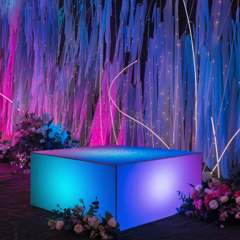 Vibrant Rectangular Platform with Blue To Purple Gradient, Glowing ...