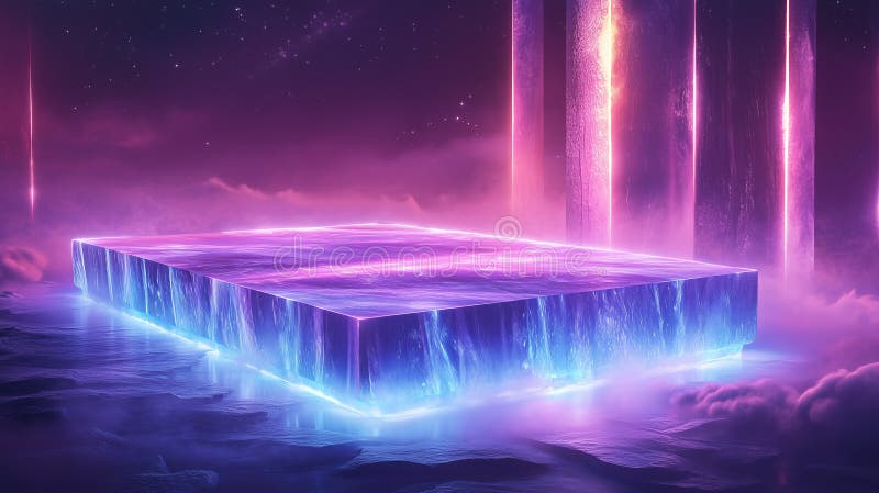 Vibrant Rectangular Platform with Blue To Purple Gradient Stock Image ...