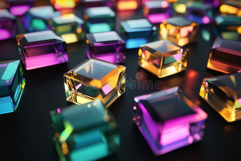 Vibrant Rectangular Prisms Scattering Light, Creating Colorful ...