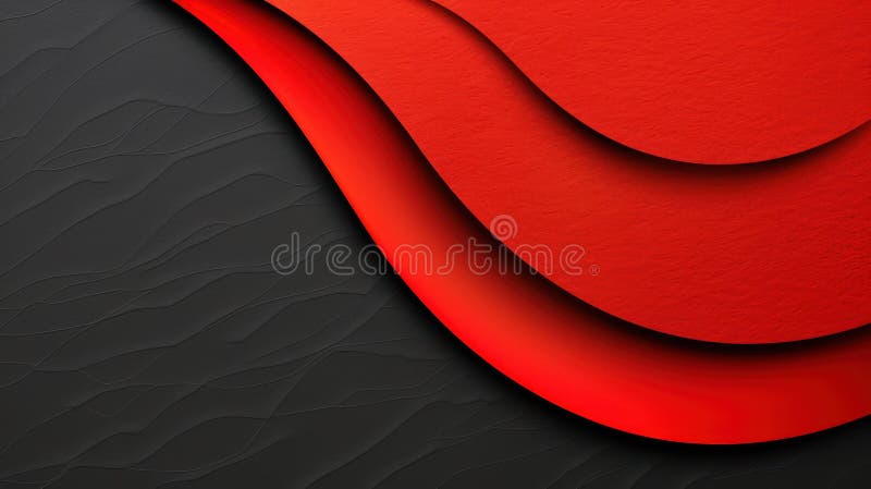 Vibrant Red Abstract Wave on Black Background for Design Projects. Copy ...