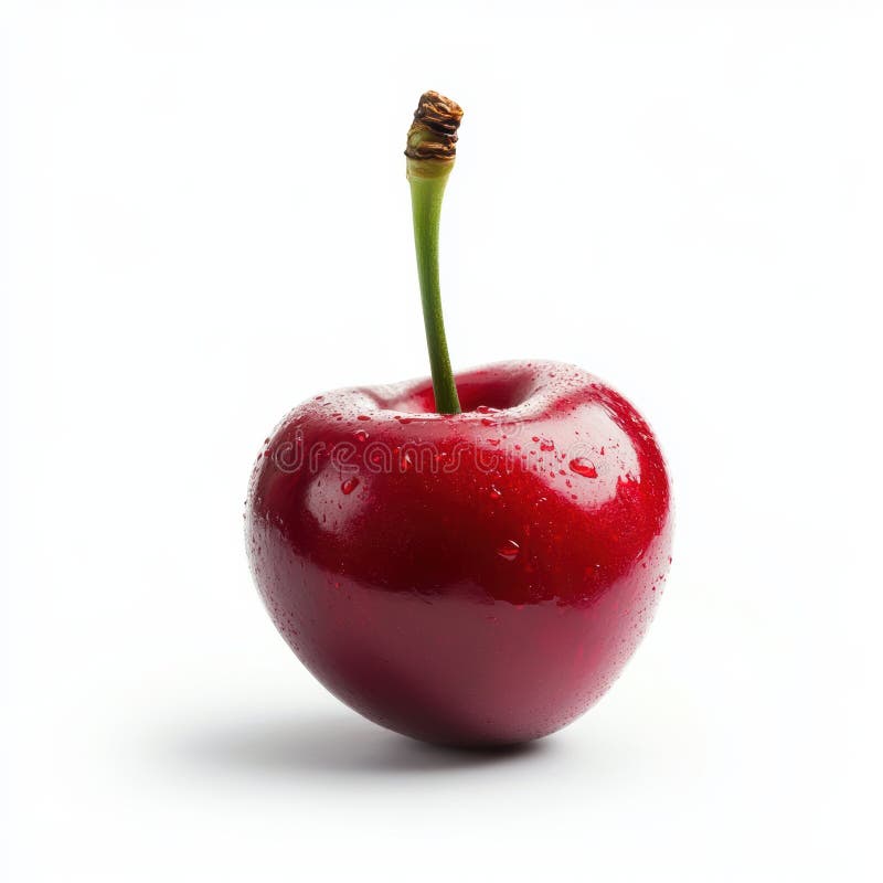 A Vibrant Red Apple Featuring a Prominent Stem Atop Its Surface. Stock ...