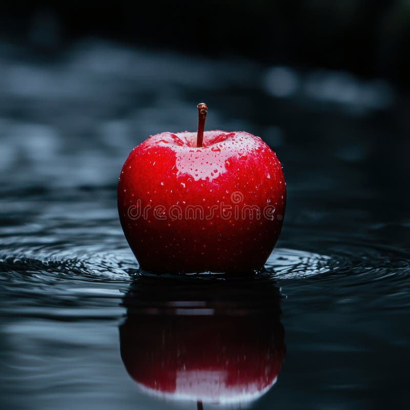 Vibrant Red Apple Floating in Water Stock Illustration - Illustration ...