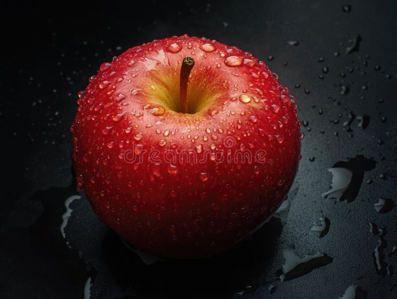 Vibrant Red Apple with Water Drops Stock Image - Image of ripe, fine ...