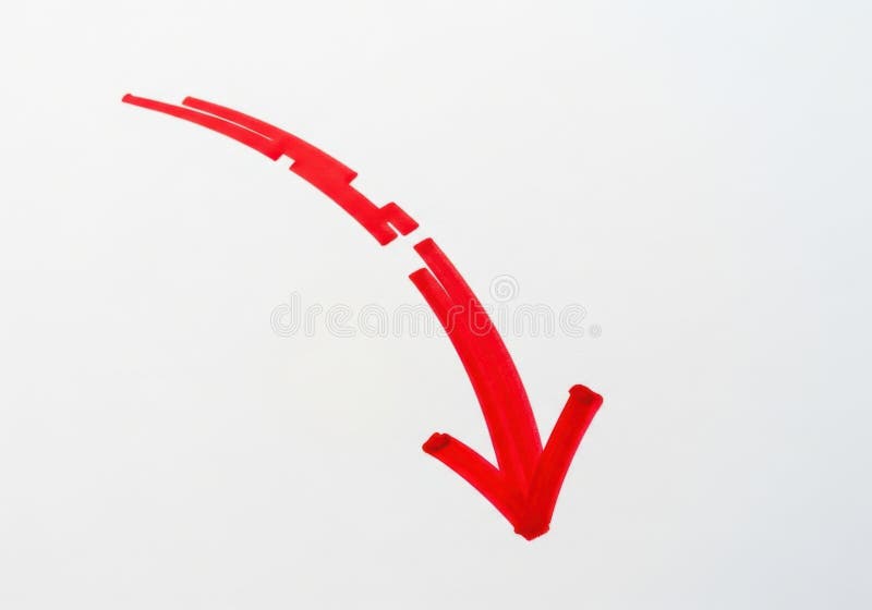 Red Arrow Symbol Pointing Downward Indicating Decline or Trend Stock Illustration - Illustration ...