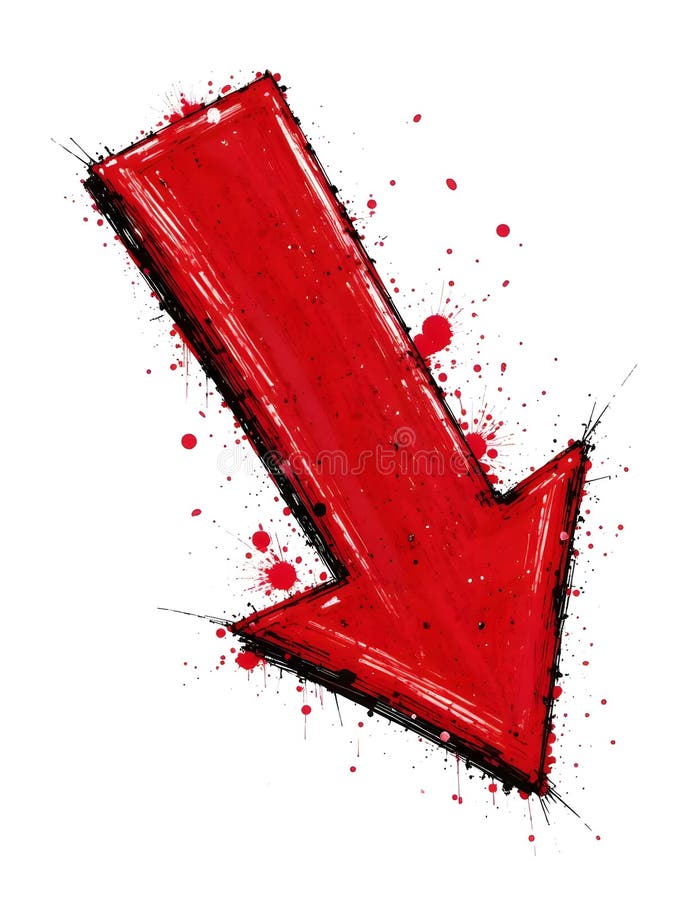 Abstract Red Arrow Downward Painted Graphic Design Element Stock ...