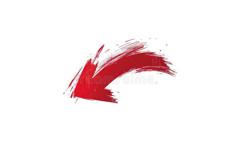 Dynamic Red Brush Stroke Arrow: Curved Design Element for Motion ...