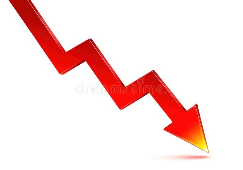 Sharp Red Downward Trend Arrow Symbolizing Financial Decline or Negative Performance Stock ...