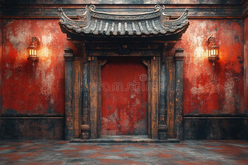 A Vibrant Red Asian Background, Cultural and Artistic, Design Theme ...