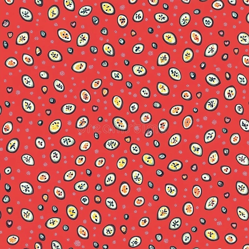 Vibrant Red Background with Cute Small Indian Paisley Pattern Repeat ...