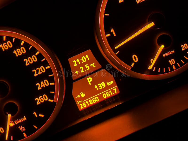 Vibrant Red Backlit Car Dashboard Stock Image - Image of auto, panel ...