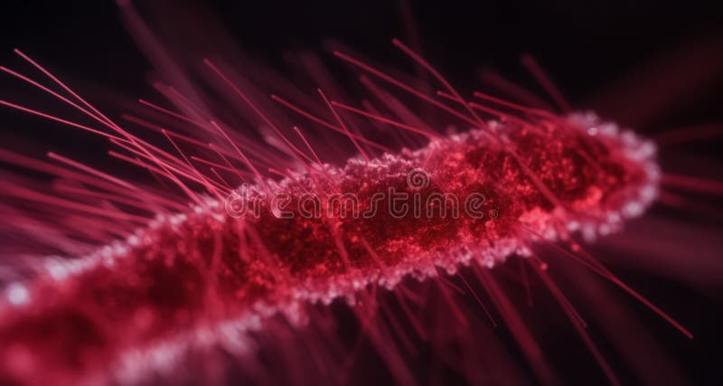 Vibrant Red Bacteria Under a Microscope, Highlighting Its Structure and ...