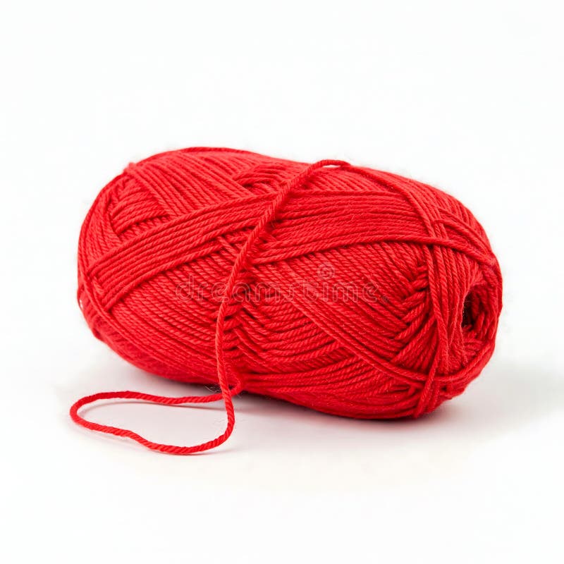 A Vibrant Red Ball of Yarn Sits on a Plain White Background Stock ...
