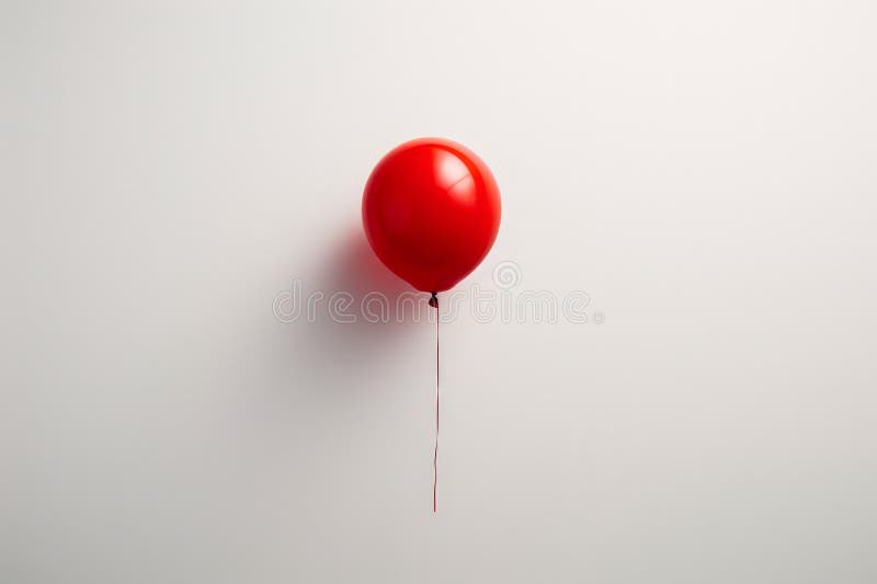 Vibrant Red Balloon Floating Against a Plain Background Stock ...