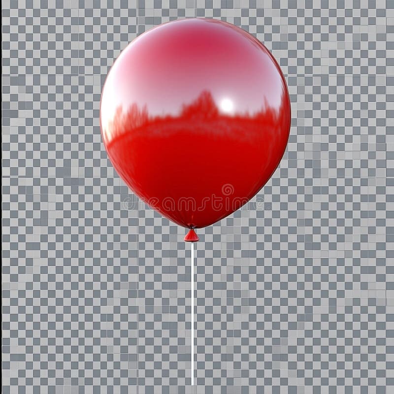 Vibrant Red Balloon Floating with a String Isolated on a Transparent ...