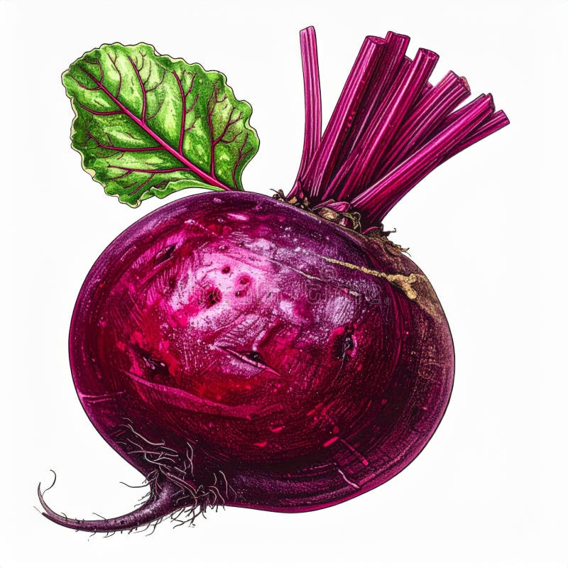 Vibrant Red Beetroot with Green Leaf on White Background Stock ...