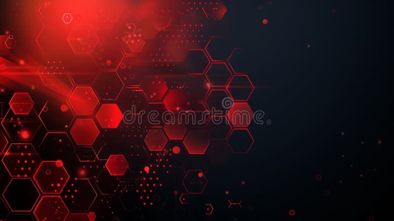 Vibrant Red and Black Abstract Background with Hexagons and Dots for ...