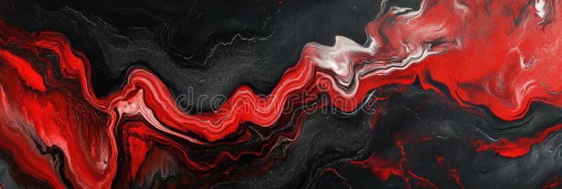 Vibrant Red and Black Abstract Fluid Art Painting with Dynamic Flowing ...