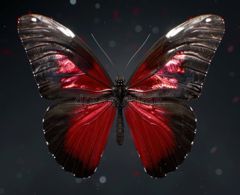 Vibrant Red and Black Butterfly with Intricate Wing Patterns Stock ...