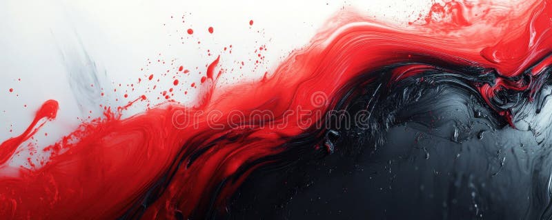 Vibrant Red and Black Ink Swirling on a Pristine White Background Stock ...