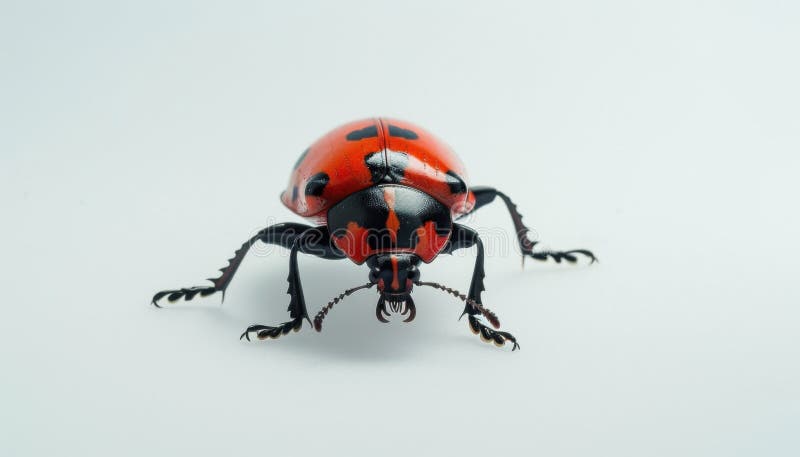 Red and Black Ladybug on a White Surface, Showcasing Its Distinct ...