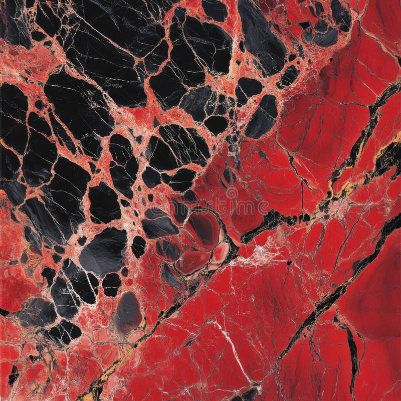 Vibrant Red and Black Marble Pattern with Intricate Veins Stock Photo ...