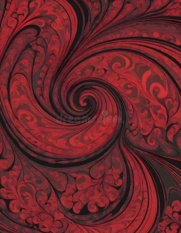 Vibrant Red and Black Swirl Pattern Showcasing Energetic and Dynamic ...