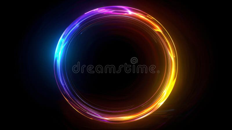 Vibrant Red and Blue Circle Energy Flow on Black Background. Stock ...