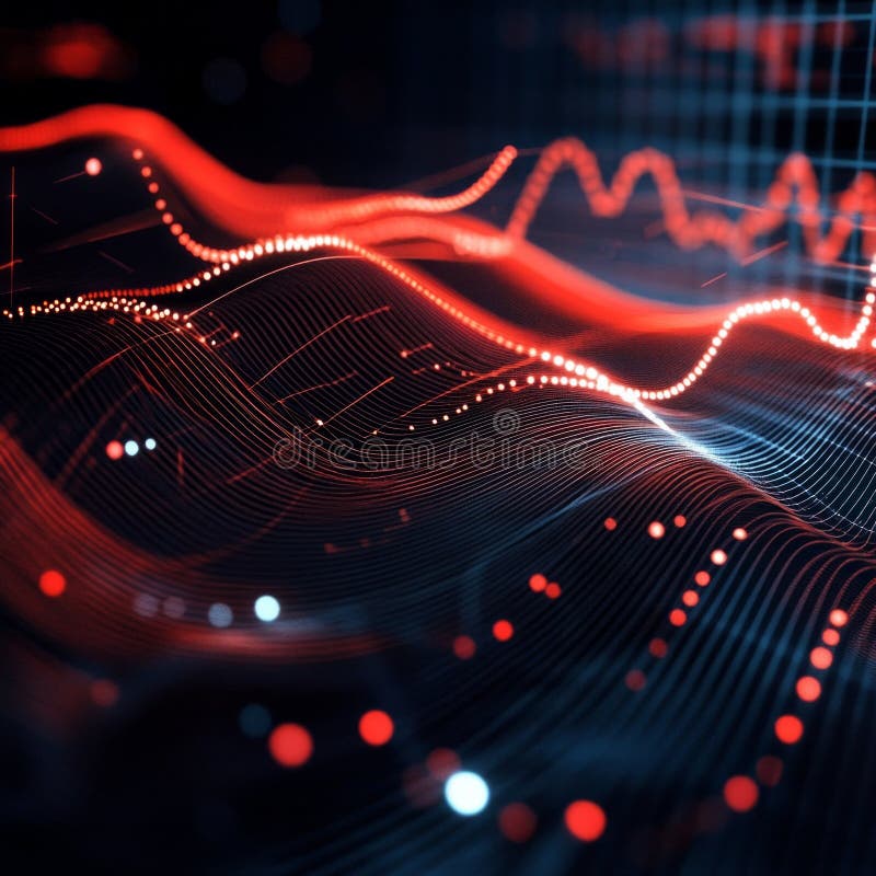 Vibrant Red Blue Digital Waves Glowing Particles Black Background Stock Photos - Free & Royalty ...