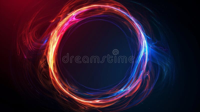 Vibrant Red and Blue Energy Flow in Circle Against Black Background ...