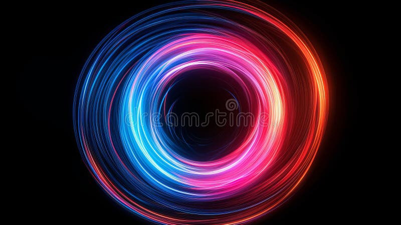 Vibrant Red and Blue Energy Flow Circle on Black Background Stock ...