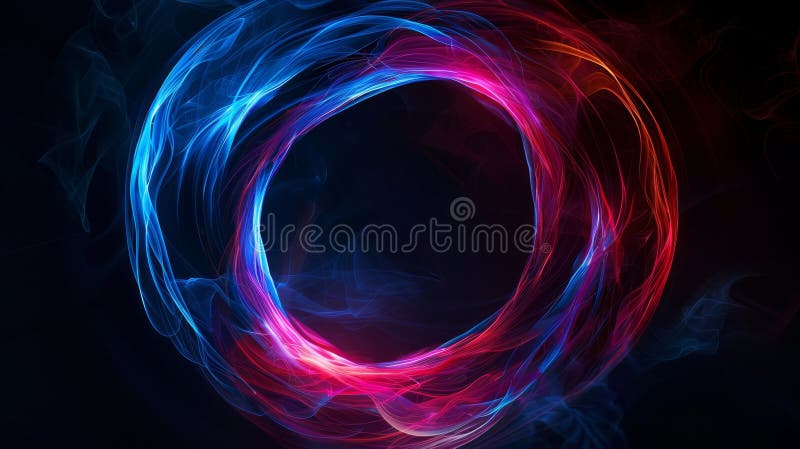 Vibrant Red and Blue Energy Flowing in Circular Motion on Black ...