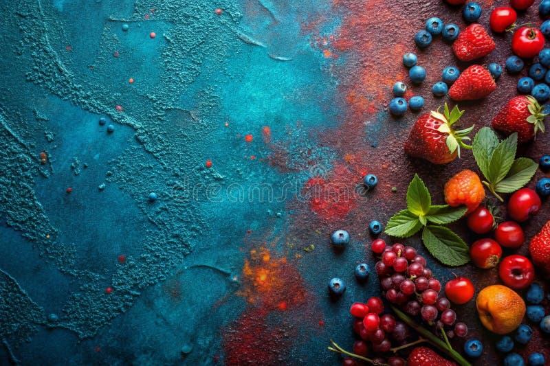 Vibrant Red and Blue Gradient Food Background a Culinary Image for ...