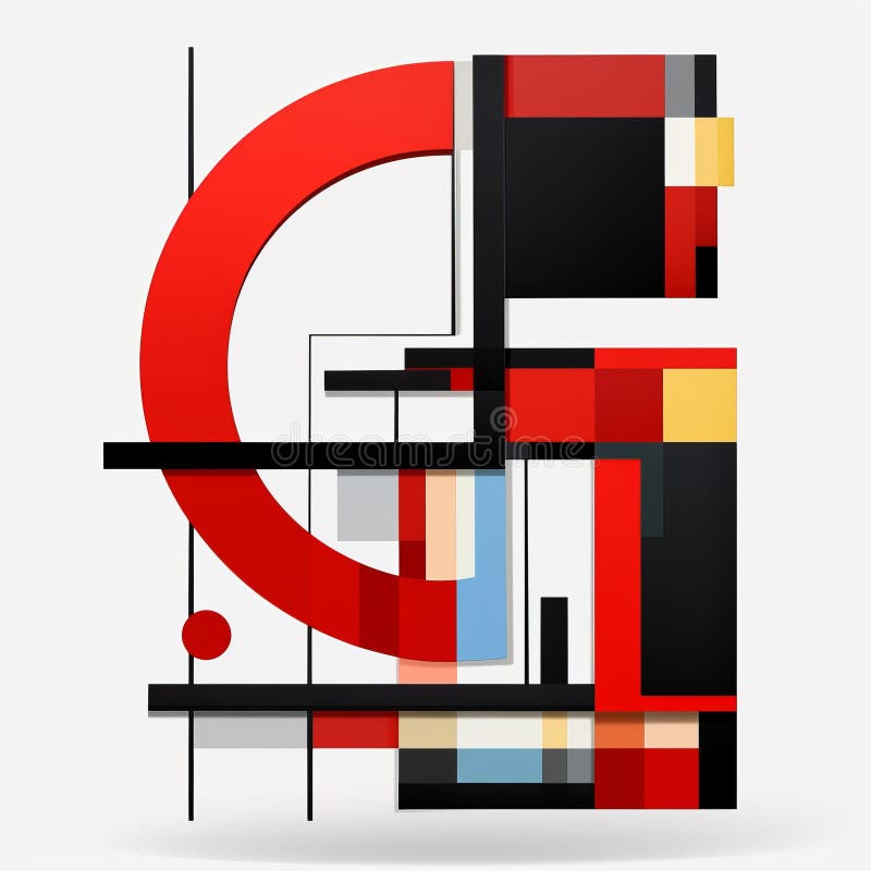 Abstract Geometric Shapes: De Stijl Letter G Clipart in Red Stock ...