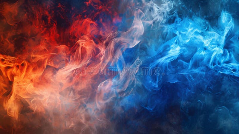Vibrant Red and Blue Smoke Intertwined Stock Image - Image of swirl ...