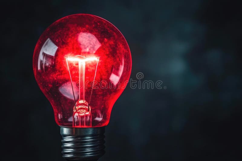 Vibrant Red Bulb Casting Warm Light in Black. Stock Illustration ...