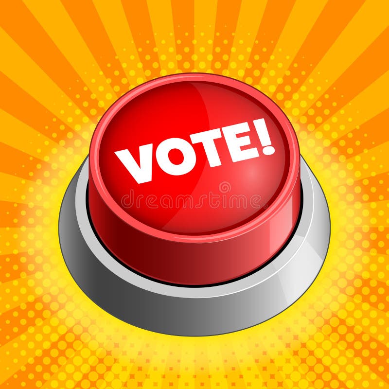 Red Vote Button on Yellow Background Raster Stock Illustration ...