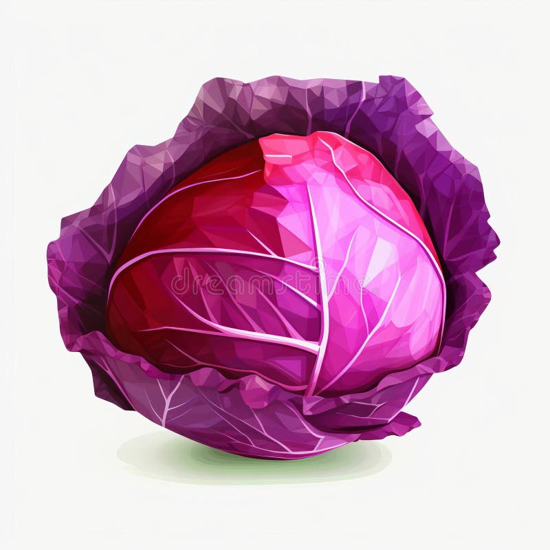 Vibrant Red Cabbage in Low Poly Style on White Stock Illustration ...