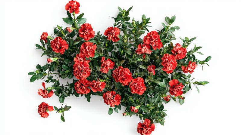 Vibrant Red Carnations Bouquet on White Background for Floral Decor ...