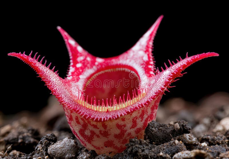 Vibrant Red Carnivorous Plant with Sharp Teeth-like Structures Stock ...