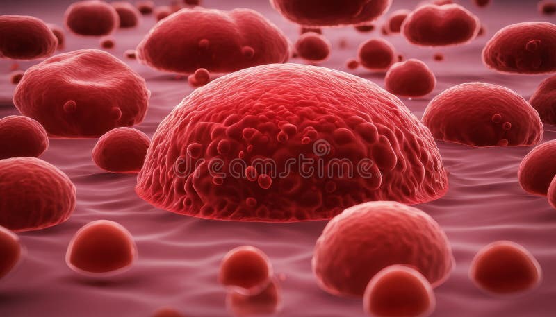Vibrant Red Cells in a Microscopic View, Possibly Bacteria or Red Blood ...