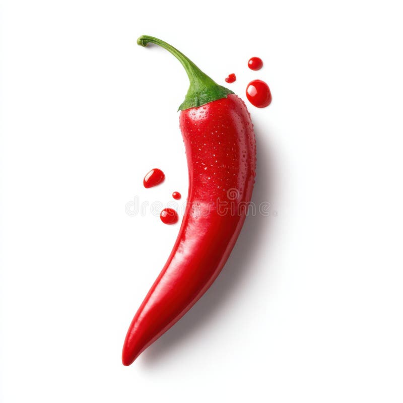 Vibrant Red Chili Pepper with Drops, Studio Shot Stock Illustration ...